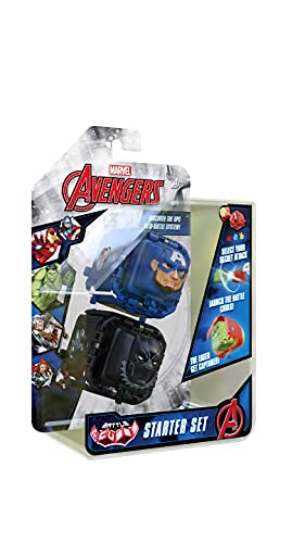 MARVEL Avengers Battle Cubes 2-Pack, Captain America VS Black Panther, Unleash Power, Launch Attack, 2 Cubes & 6 Tokens, RPS Auto-Battle System, Battle Cube APP, Collectible Pocket-Sized Game, Ages 5+
