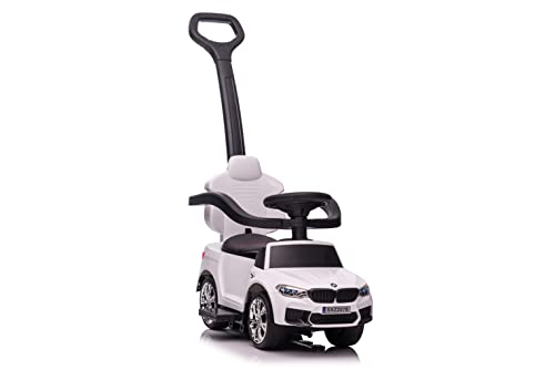Best Ride On Cars BMW 4 in 1 Battery Powered Push Car, White, Large