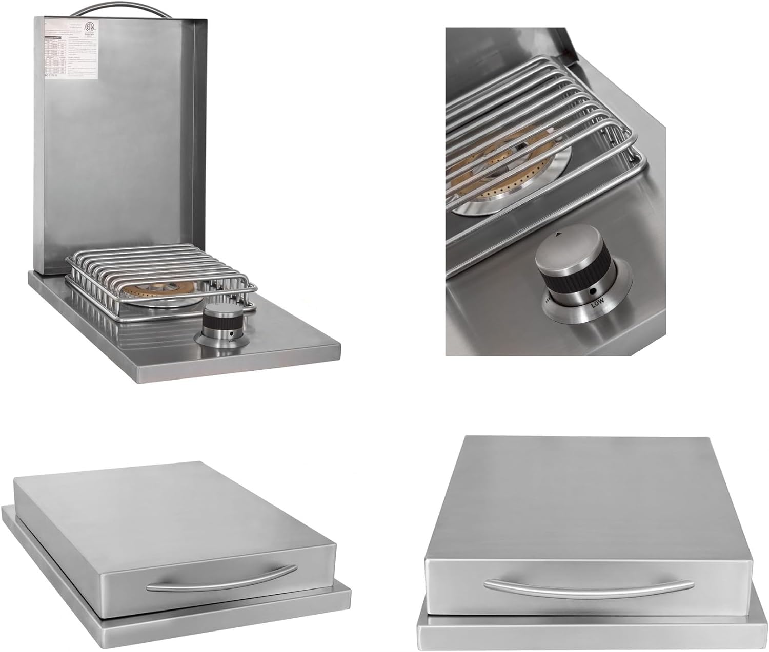 BLAZE BBQ Outdoor Gas Grill Package of 40β LTE Built-in Gas Grill, Dop-In Single Side Burner, 32β Door & Two Drawers Combo, Roll Out Double Trash Drawer, 20β Compact Refrigerator, and Accessories