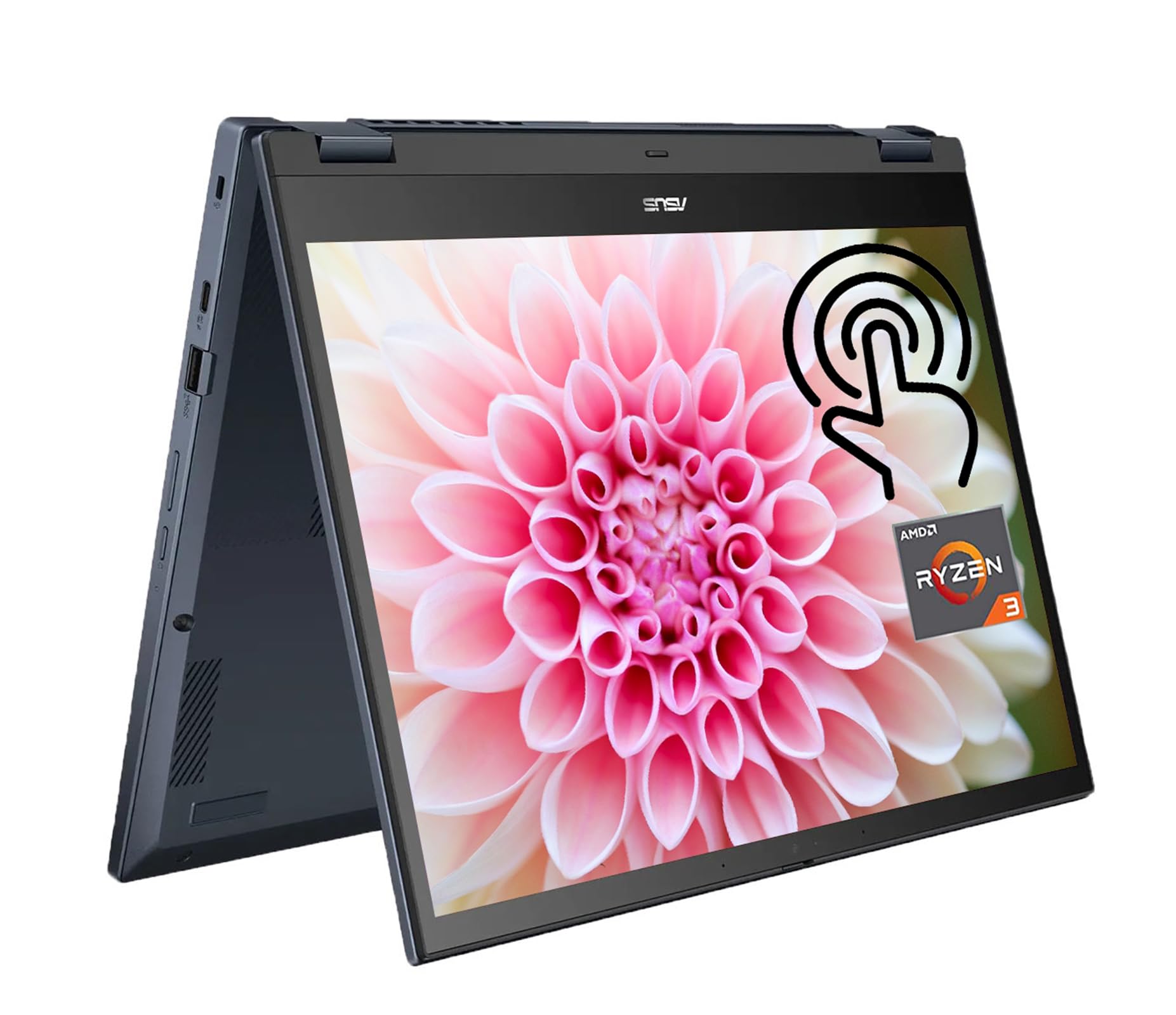 ASUS 2023 Newest Chromebook 2-in-1 Laptop, 14 Inch FHD Touchscreen Display, AMD Ryzen 3 7320C Processor, 8GB LPDDR5 RAM, 256GB SSD, AMD Radeon Graphics, WiFi 6, Bluetooth, HD Webcam, Chrome OS