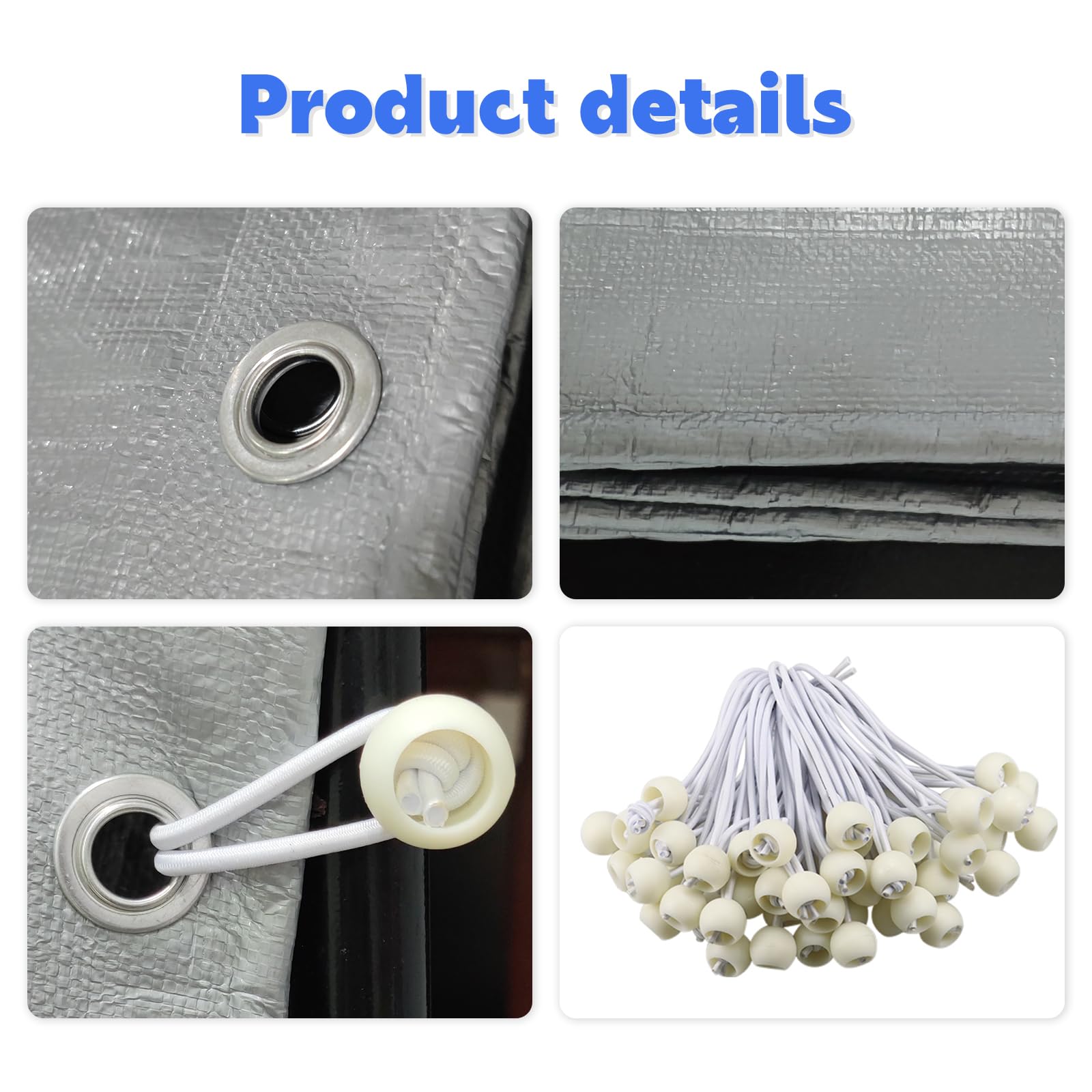 Canopy Replacement Cover for 10' x 20' Carport Frame, 200G Heavy Duty Replacement Top Cover for Car Garage, Waterproof & UV Protected Tarp with 48 Ball Bungees (Only Cover, Frame Not Included), Grey