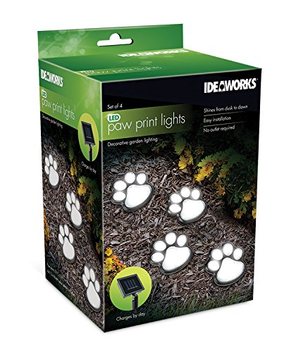 IdeaWorks JB7356 Solar Paw Print Outdoor Lights, Black