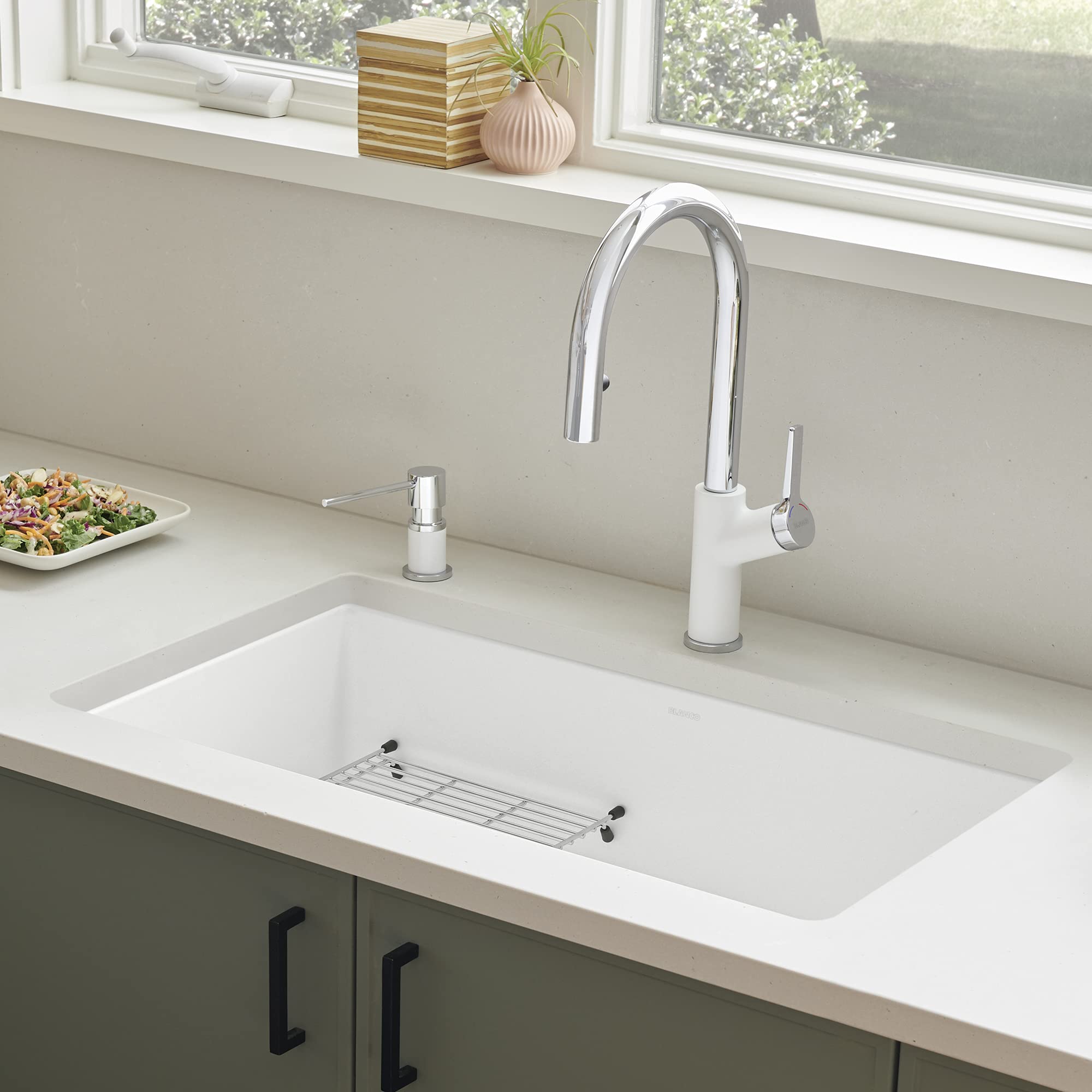 BETTAA HOME Blanco 442533 Precis Single Bowl-White 30" Kitchen Sink