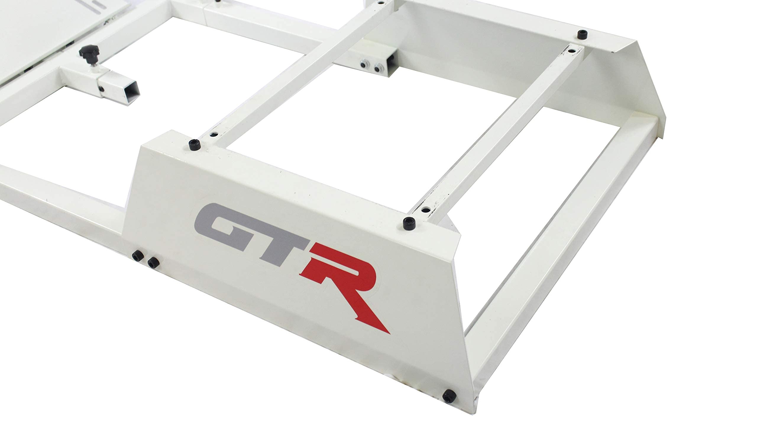 GTR Simulator GTA Model White Frame with Adjustable White Red Leatherette Racing Seat Racing Driving Gaming Simulator Cockpit Chair