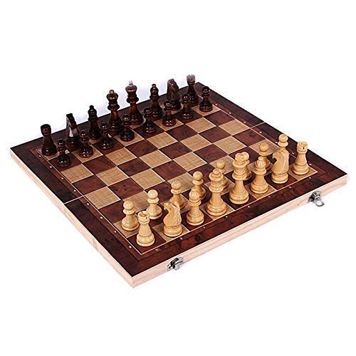 Chess Set International Chess 3 in 1 Wooden International Chess Set Board Travel Games Chess Backgammon Draughts Entertainment