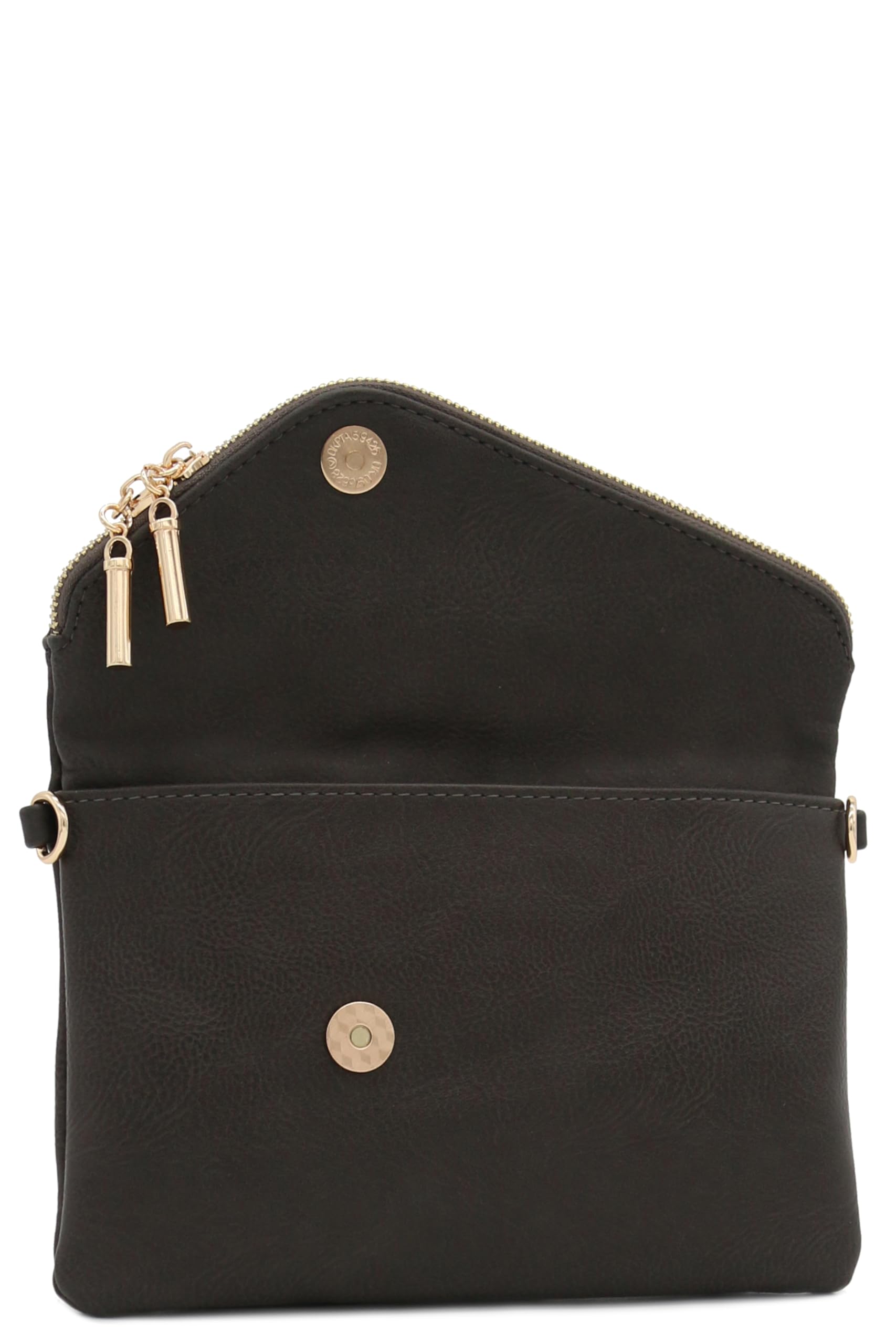 FashionPuzzle Envelope Wristlet Clutch Crossbody Bag with Chain Strap (Charcoal Grey) One Size
