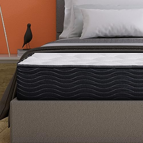 Swiss Ortho Sleep, 10" Inch Memory Foam and Innerspring Hybrid Medium-Firm Plush Mattress/Bed-in-a-Box/Pressure Relieving Bliss, King, White