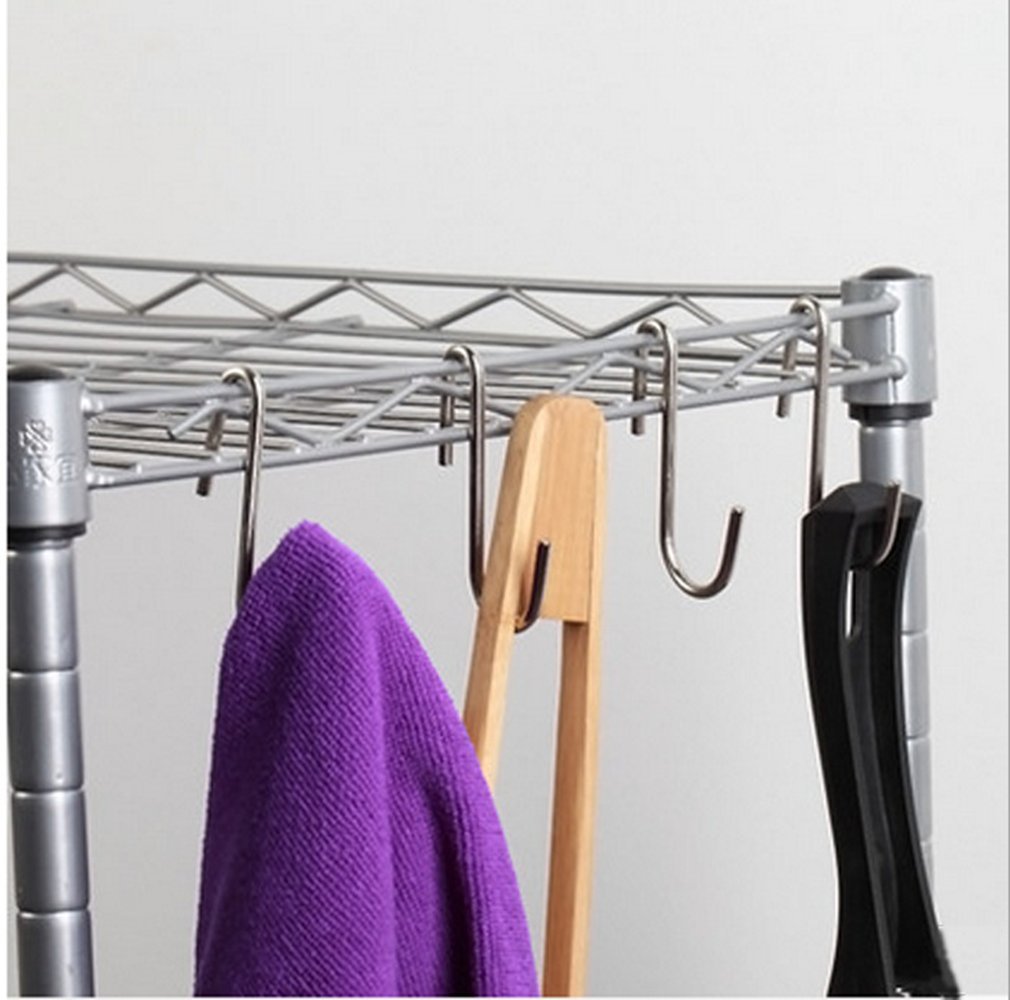 skycabin 10 Pack Stainless Steel S Shaped Hooks Heavy Duty S Hanging Hooks Pan Pot Holder Rack Hangers for Kitchen Spoon Pan Pot, Bathroom, Work Shop,Garden,Bedroom and Office