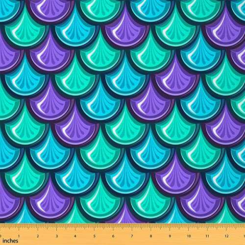 Erosebridal Mermaid Fabric by The Yard, Fish Scales Upholstery Fabric, Girly Rainbow Decorative Fabric, Ocean Life Sea Animal Waterproof Fabric, DIY Craft Patchwork, Colorful, 5 Yards