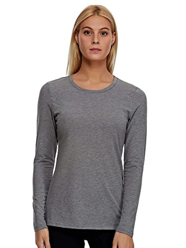 Felina | Key Item Long Sleeve Crew Neck Tee | Cotton & Modal | 2-Pack (Black Heather Gray, Large)