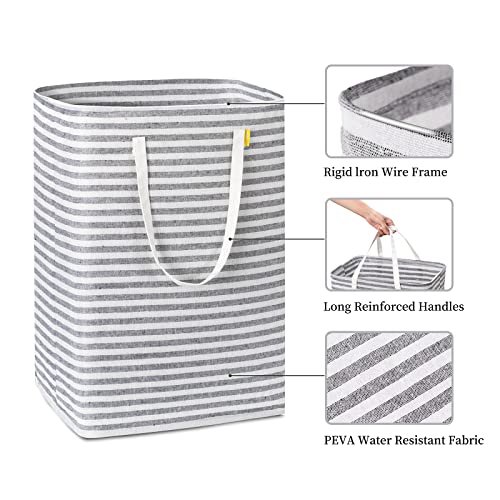 Homlikelan 2-Pack 77L Laundry Hamper with Handles,Collapsible Large Laundry Basket,Freestanding Storage Basket,Clothes Hamper for Toys Clothes Organizer Grey