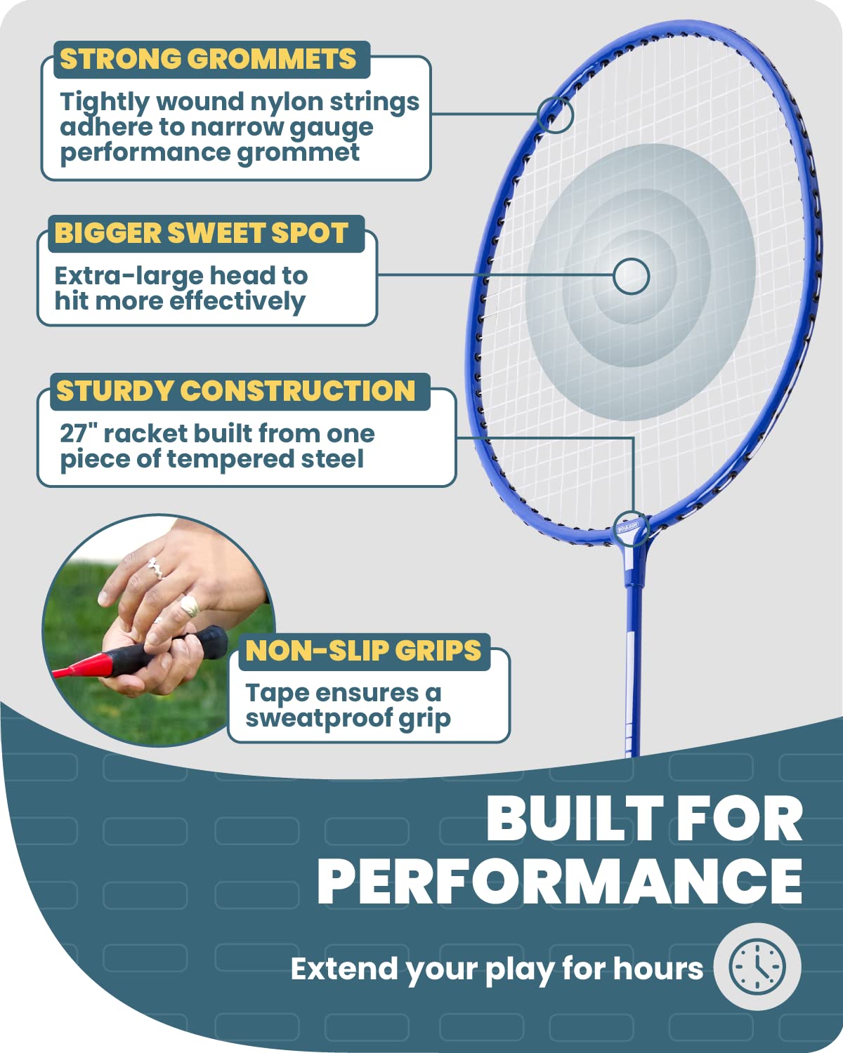 Boulder Sports Badminton Racket Set - Lightweight Badminton Rackets with 3 Shuttlecocks and Racquet Case - Badminton Set for Backyard or Outdoor Games