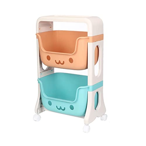 LSDJGDDE Toys Organizer 2/3 Tiers Multifunction Storage Rack Plastic Box Sundries Organizer ( Color : D , Size : 39.5*25*66CM )