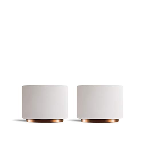 Fellow Monty Milk Art Espresso Cups - Small Double Wall Ceramic Demitasse, Matte White with Copper Base, 3 oz Cup (Set of 2)