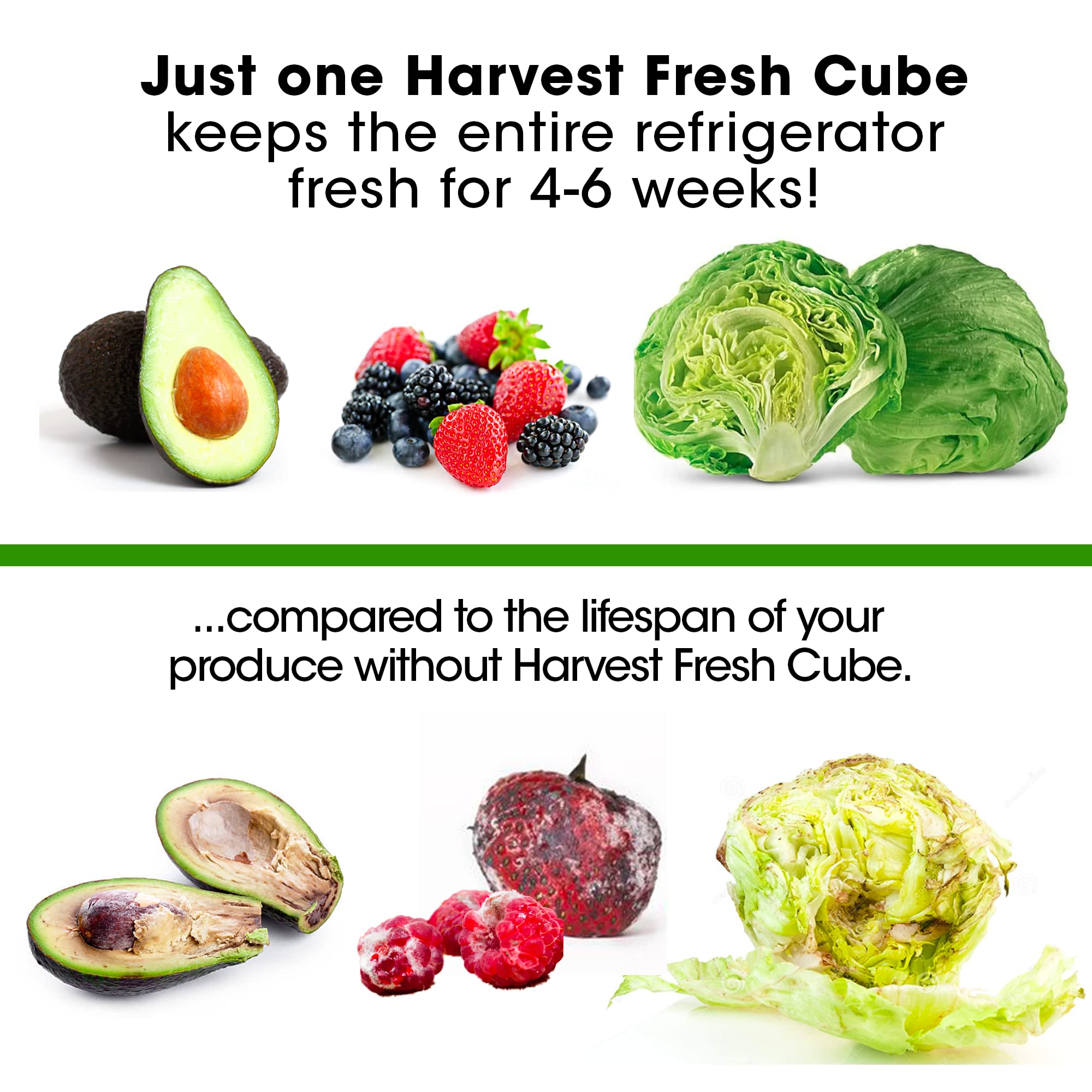 Harvest Fresh Cube Produce Saver | Extend produce shelf life up to 4 to 6 weeks | Simply unwrap and forget! | Pack of 2 | 180 Day Supply