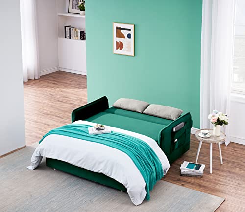 ERYE 3-in-1 Upholstered Futon Sofa Loveseat Convertible Sleeper Couch Bed,2-Seaters Sofa & Couch Soft Cushions Love Seat Daybed for Small Space Living Room Sets