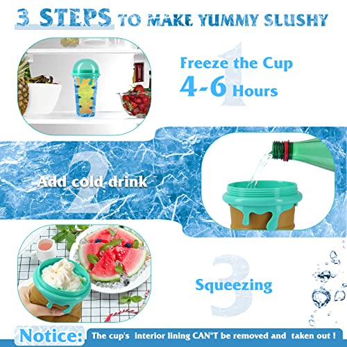 New 500ml Slushie Maker Cup, Large Capacity TIK TOK Magic Quick Frozen Smoothies Cup, Cooling Cup, Double Layer Squeeze Slushy Maker Cup, Happy Gifts for Kids (Coffee)