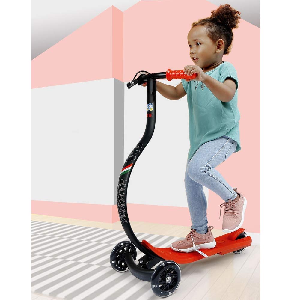 ygqtbc Swing Scooter Foldable Wiggle Kick Scooters Self Propelling Speeder Outdoor Sports with Height Adjustable Handlebar for Boys/Girl/Kids LED Light-Up Wheels (Color : Pink)