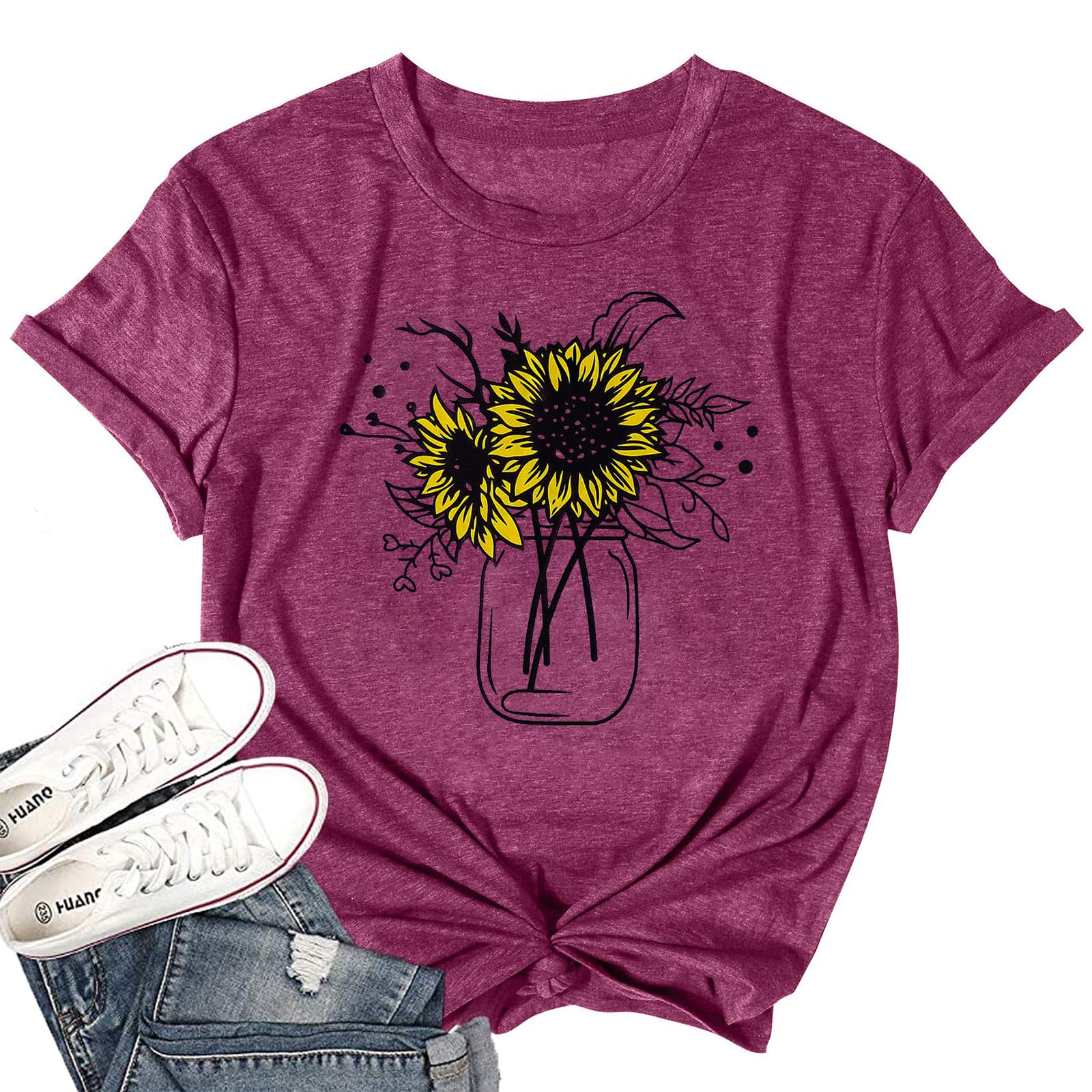 Bealatt Womens Graphic Hoodies Cute Sunflower Vase Graphic Pullover Sweatshirts Fall Clothes Sweaters 2022 Trendy Plus Size Tunic Tops Purple,XXL