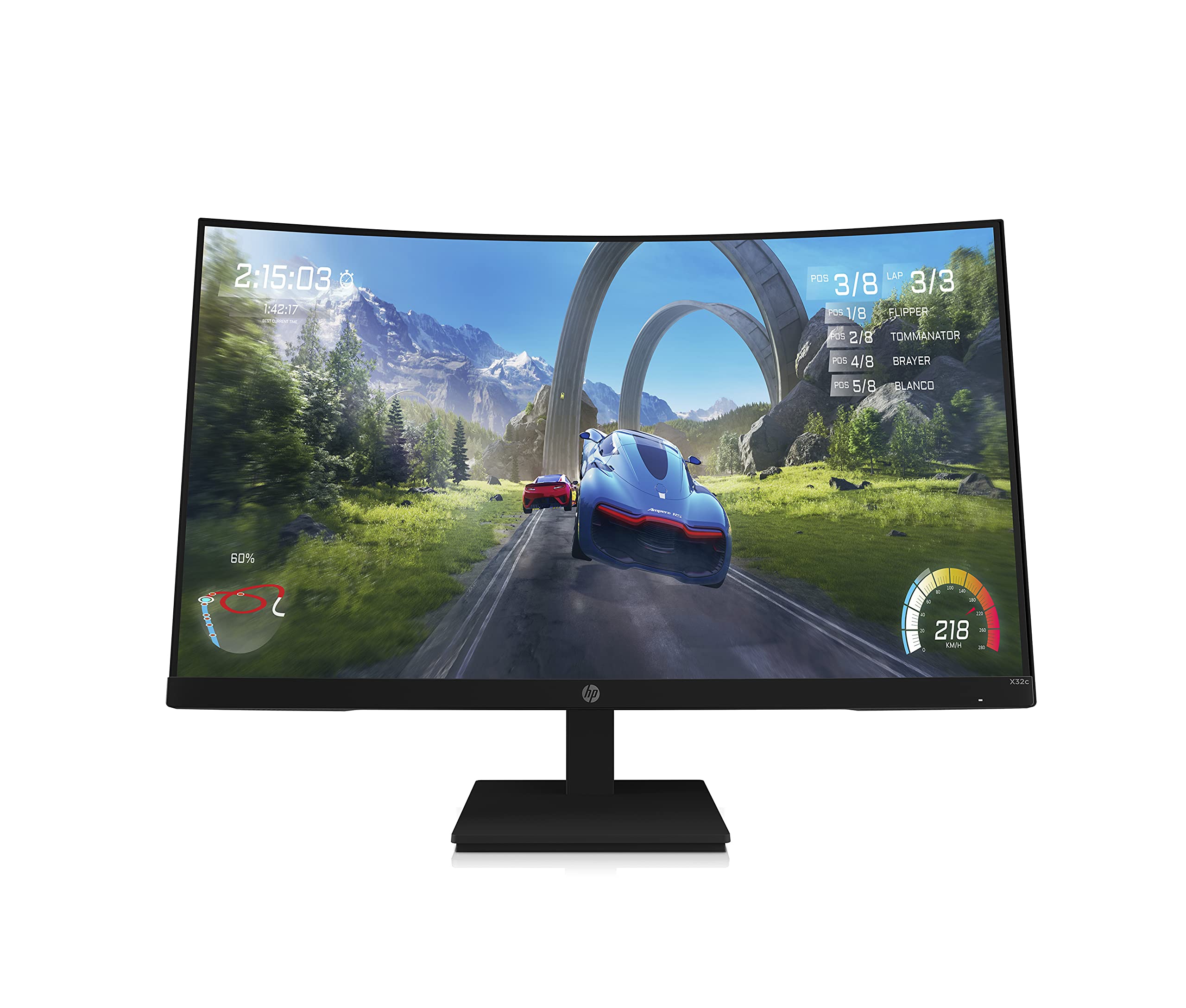 HP X32c FHD Console Gaming Monitor Curve 31.5 Inch 165 Hz 1ms 350nits AMD Freesync Premium VA Panel Low Blue Light Anti-Glare Height Tilt Adjustable for Laptop Desk Setup PS4 PS5 Xbox, Black (Renewed)