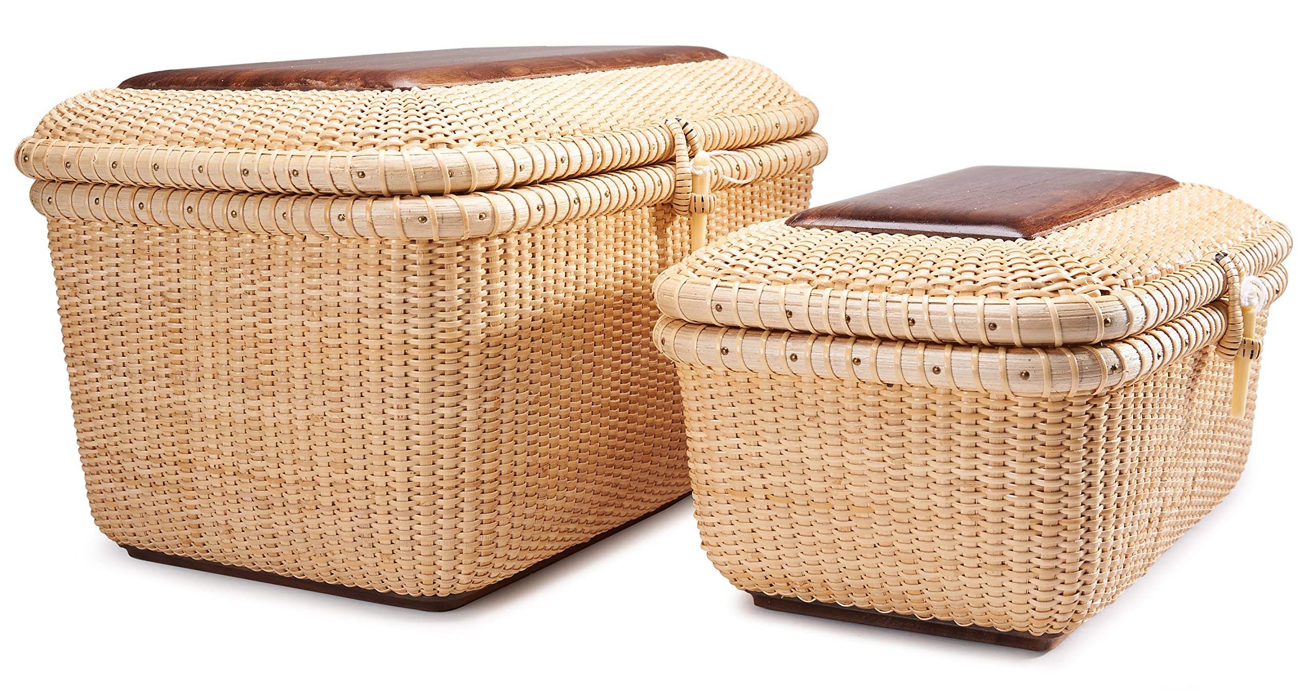 Teng Jin Decorative with Lid Handmade Nantucket basket A gorgeous little jewelry box Cane staves finely-woven home-storage-baskets-and-containers Arts,Luxury Container