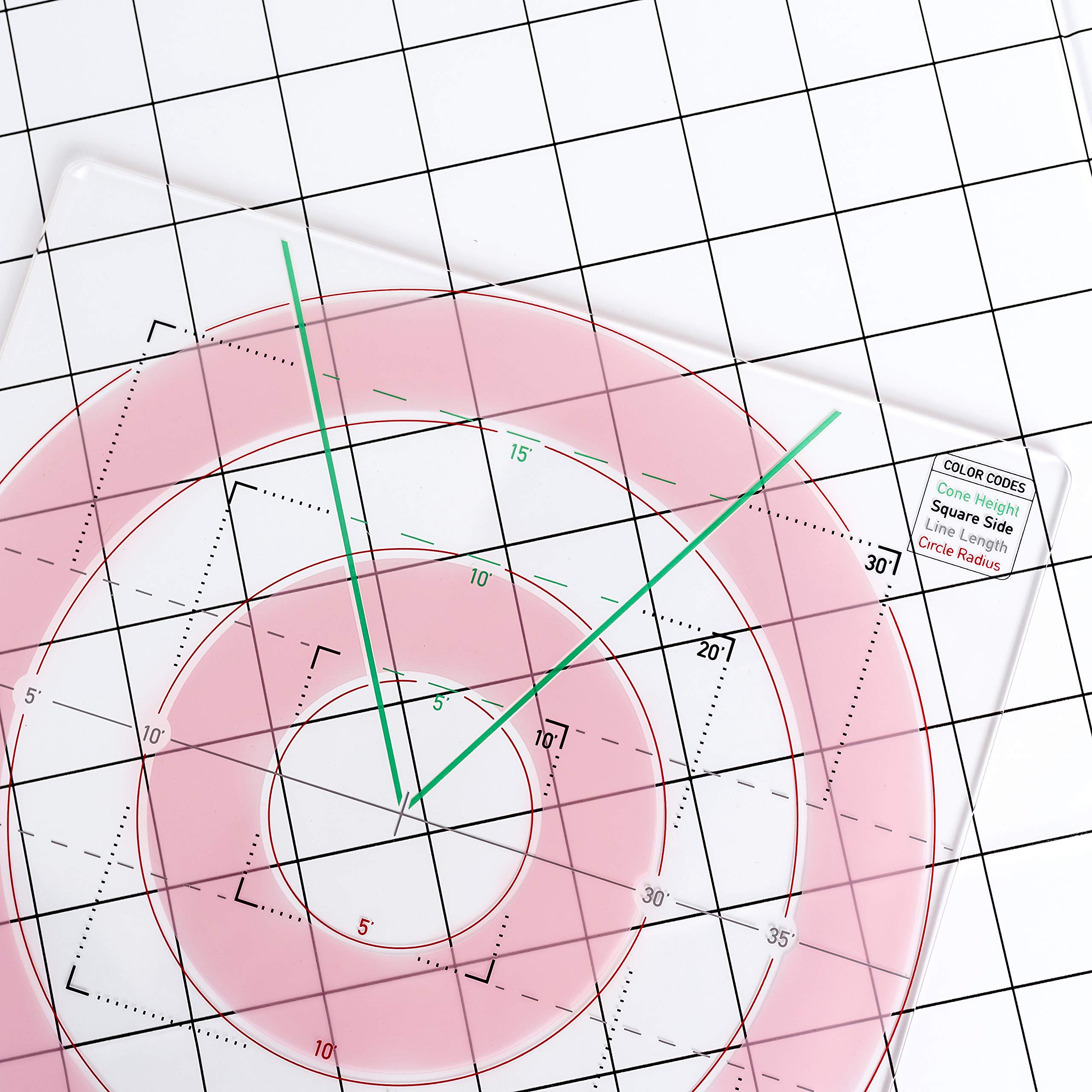 Hexers Spell Effects Damage AOE Template, Compatible with Dungeons and Dragons D&D DND Pathfinder RPG, templates for Line Cone Square or Circle Spells, converts inches to in Game feet