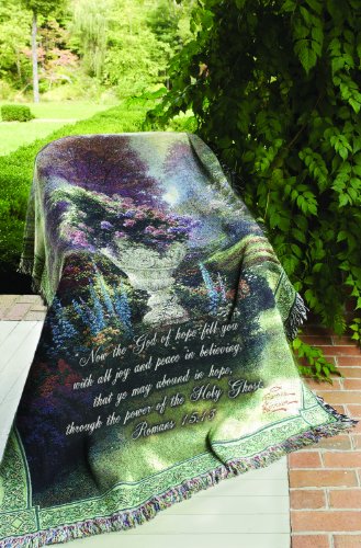Manual Thomas Kinkade 50 x 60-Inch Tapestry Throw with Verse, The Garden of Hope