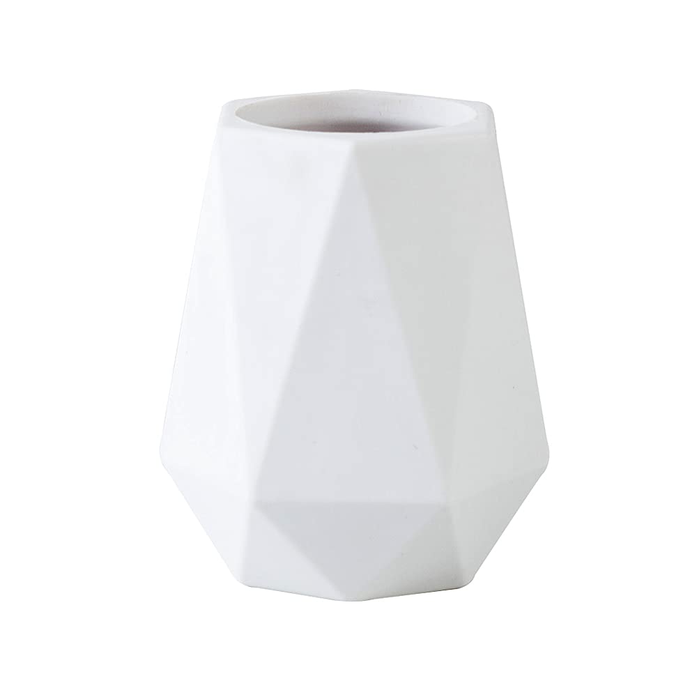 YOSCO Silicone Desk Pen Holder Stand Diamond Facet Pencil Cup Pot Desk Organizer Makeup Brush Holder (2 Pack-White)