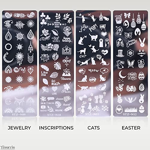 Gel Polish Design Nail Art Stamper - 12Pcs Stamp for Nails Plate Set Stamp Tool for Nails Flower Beauty Butterfly Stamps for Slow Drying Nail Polish - Manicure Set Art Kit
