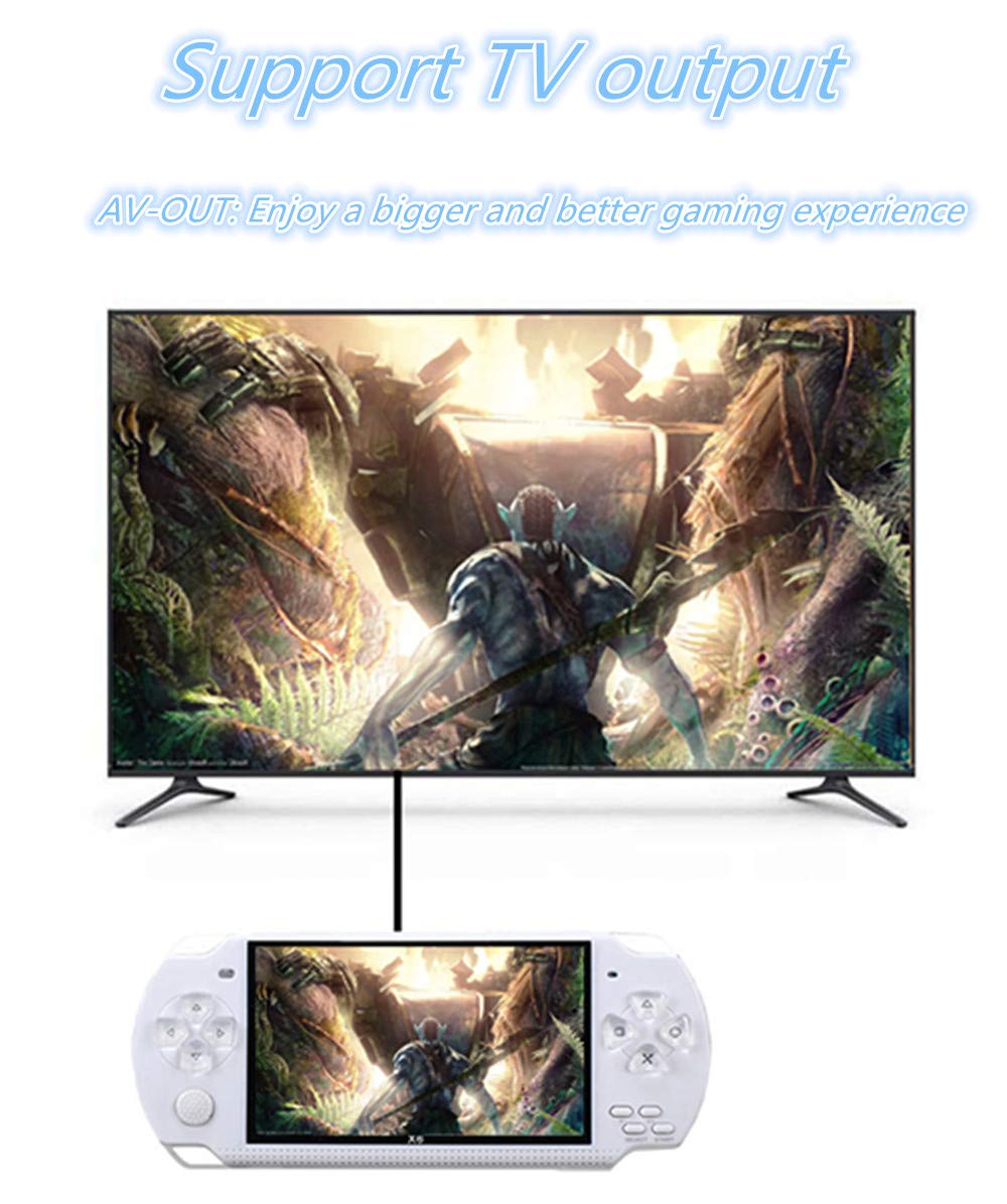 LKTINA 8GB 4.3’’ 1000 LCD Screen Handheld Portable Game Console, Media Player with Camera Built in 1200+Real Video Games, for gba/gbc/SFC/fc/SMD Games, Best Gift for Kids and Adults -White