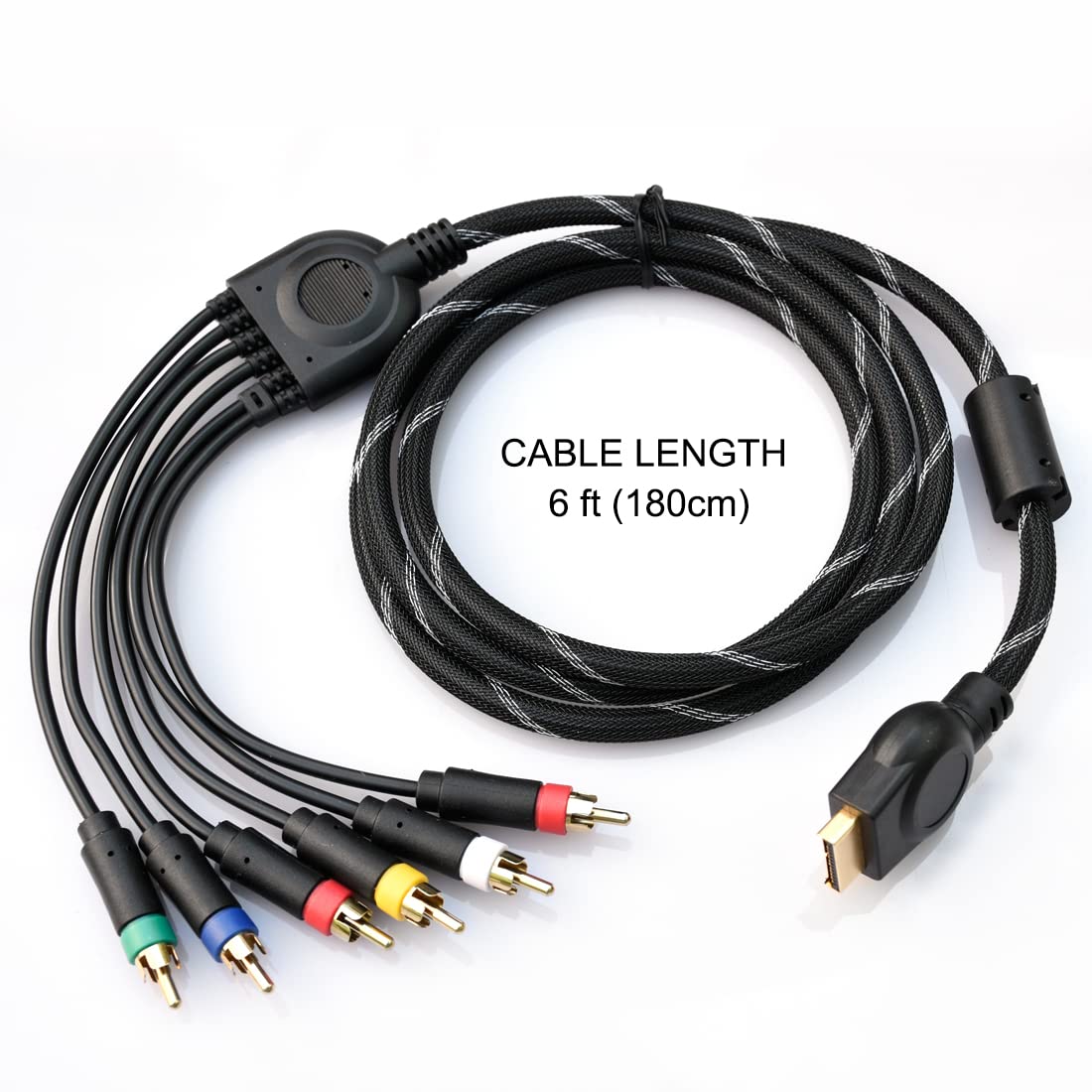 Bealuffe Component Audio Video Cable for PS2 / PS3 / PS3 Slim, HD Multi Out Composite RCA Audio Video Cable for PS3 (6 Feet)
