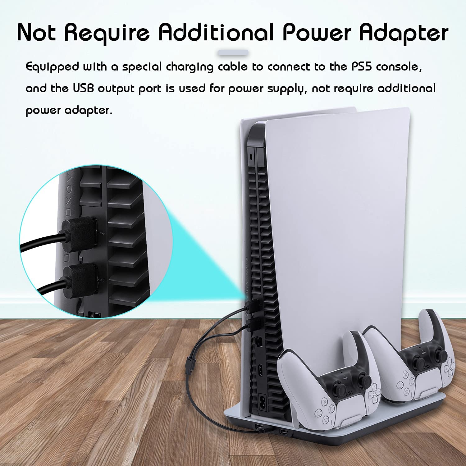 Mcbazel Cooling Fan and Dual Controller Charger Station for PS5 Console, Cooler Station and Charging Dock with Extra USB Ports for PlayStation 5 UHD and Digital Edition - White (NOT for PS5 Slim/PRO)