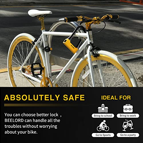 BEELORD Bike U-Lock, Heavy Duty Anti-Theft Bicycle U Lock, 18mm Shackle with Keys, Security Lock for Bicycles, E-Bikes, Scooters