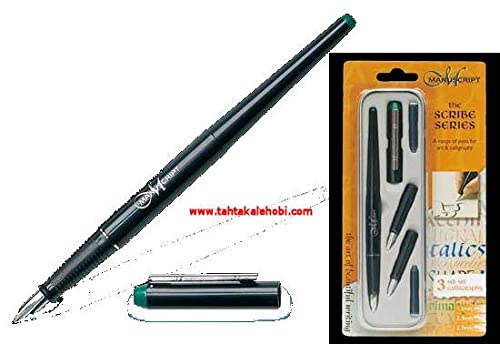 Manuscript Left Handed Nib Scribe Calligraphy Pen and Nib Set, Silver, 7 Piece Set