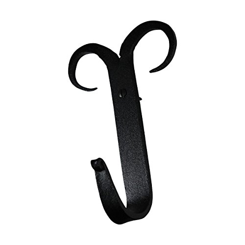 Renovators Supply Bathroom Hooks 5.5 in. Black Wrought Iron Wall Mount Hooks for Hanging Robe, Towel, Hat, or Jewellery with Mounting Hardware