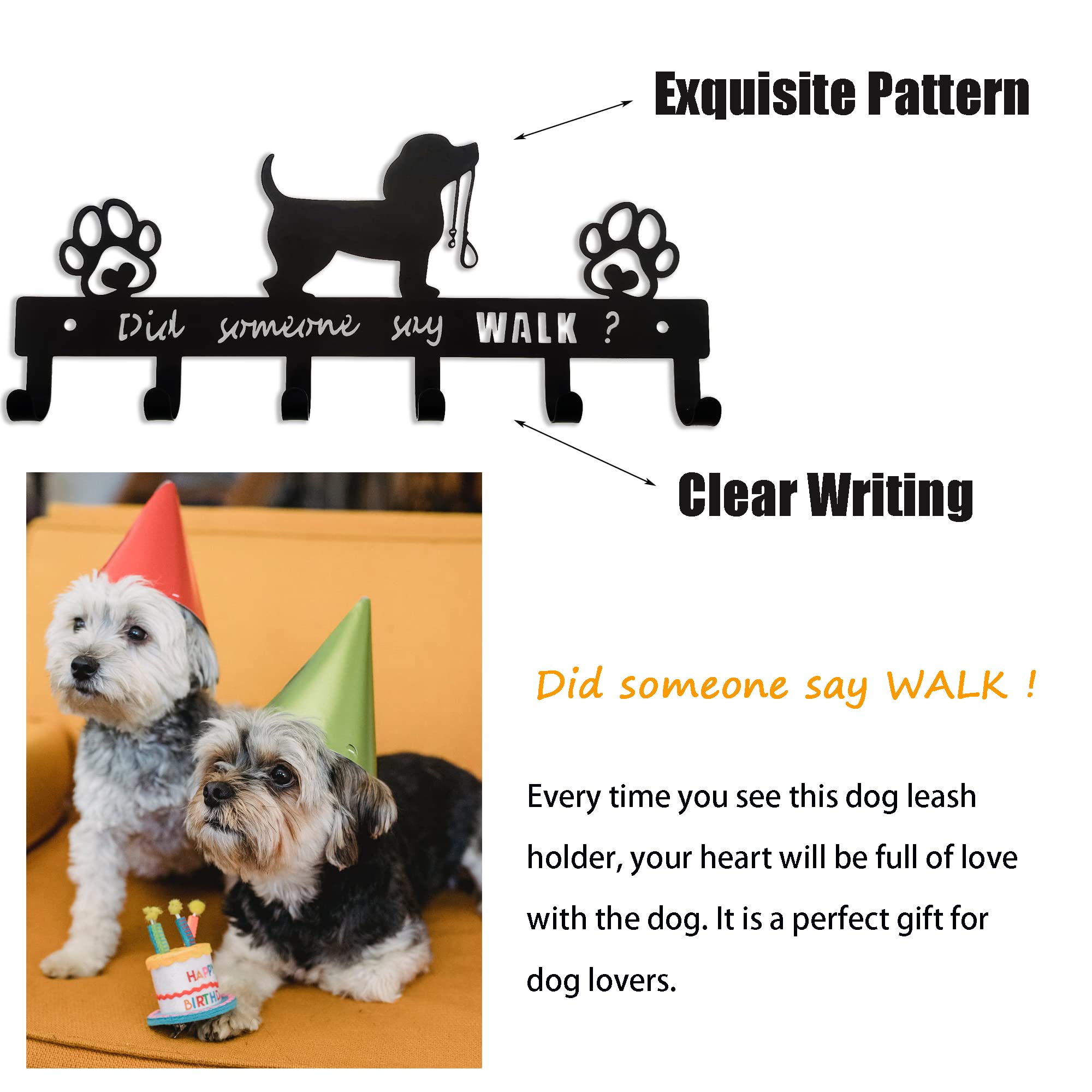 Dog Leash Holder for Wall, Dog Stuff Storage Organizer and Key Holder Wall Mount with Did Someone Say Walk - Dog Leash Dog Stuff Key Organizer Wall for Entryway Farmhouse
