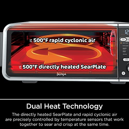 Ninja SP301 Dual Heat Air Fry Countertop 13-in-1 Oven with Extended Height, XL Capacity, Flip Up & Away Capability for Storage Space, Silver (RENEWED)