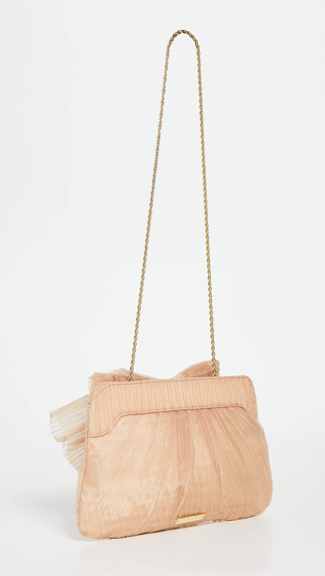 Loeffler Randall Women's Rayne Pleated Frame Clutch with Bow, Beauty, Pink, Tan, Small