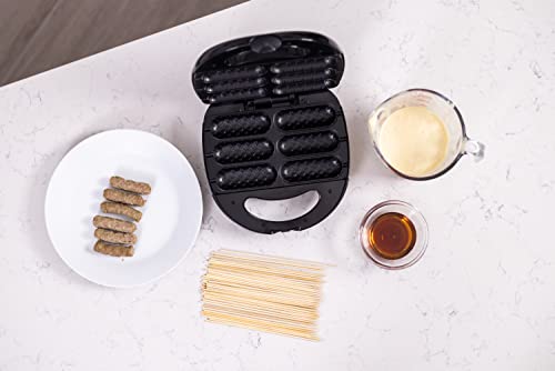 Lumme Waffle Corn Dog Maker Cheese on a stick, Corn Dog Sticks Included, Family Fun experience quick and easy mix any batch 6 corn dog maker non-stick Plate perfect for birthday parties Black