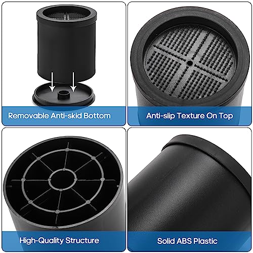 Noamus 6 Pack Bed Risers, 4 Inch Round Furniture Raising Blocks, Black Lifts with Removable Bottom Non-Slip Foam Pads, Heavy Duty Dorm Bed Frame Extenders for Desk Chair, Table Legs, Sofa Couch