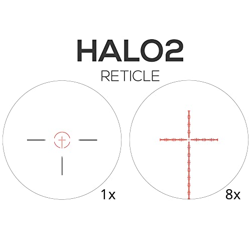 Blackhound Optics Genesis 1-8×28 FFP MOA, Illuminated 1/2 MOA Reticle, Zero Reset and Parallax with 34mm Picatinny Cantilever Mount and Mounting Bubble Levels