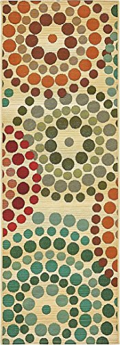 Unique Loom Outdoor Modern Collection Area Rug - Spark (2' x 6' 1" Runner, Beige/ Burgundy)