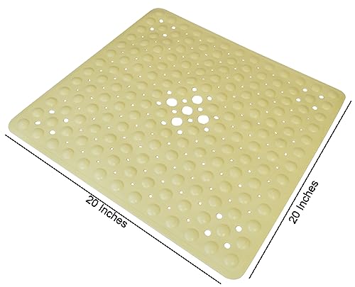 Essential Medical Supply Shower Mat in 20in x 20in with Drain Holes for Easy Use in Cream, Includes 2 Mats Per Package
