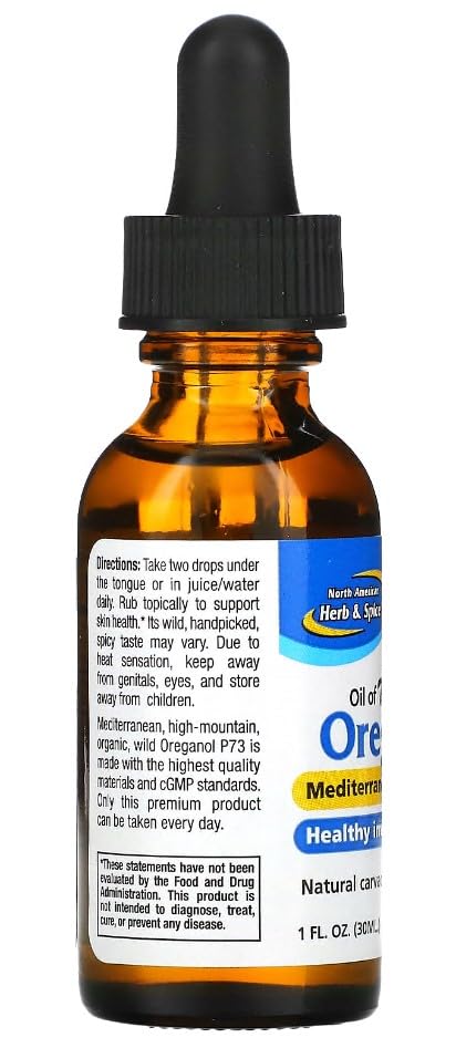 NORTH AMERICAN HERB & SPICE Oreganol P73 - 1 fl. oz. - Immune Support, Optimal Health - Unprocessed, Certified Organic, Wild Oregano Oil - Mediterranean Source - Non-GMO - 432 Servings
