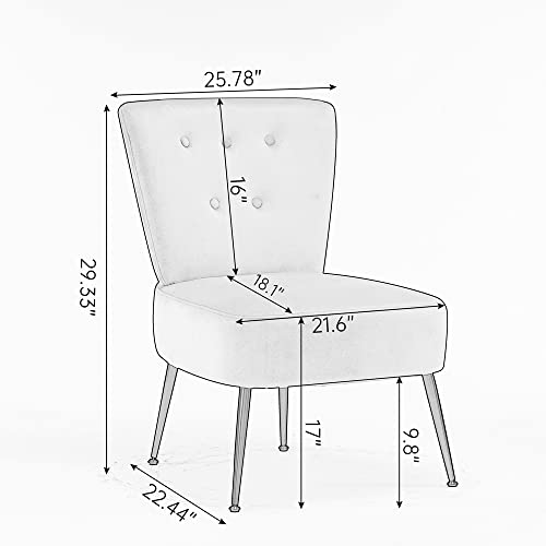 EODNSOFN Velvet Fabric Upholstered Trundle Chair with Black Metal Legs Dining Room Living Room Bedroom, Light Blue