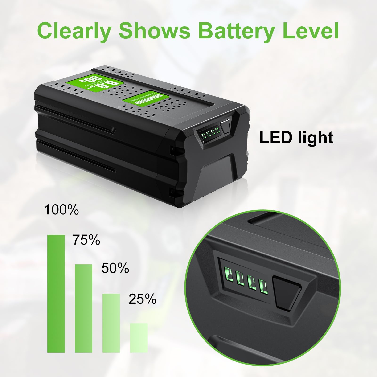 Bonacell 6.0Ah 80V Replacement for Greenworks 80V Battery, Lithium Ion Battery GBA80200 GBA80300 GBA80400 GBA80500 Compatible with Greenworks 80 Volt Max Power Tools Battery