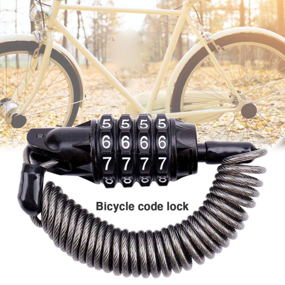 Bicycle Lock Mini Portable Spring Anti-Theft Bicycle Code Lock Combination Password Bike Lock Spring Disc Cable Wire Security Lock Bike Lock