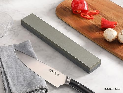New Star Foodservice 36497 Combination Sharpening Stone Knife Sharpener, 12" x 2" x 1", Gray