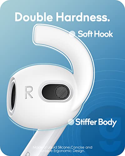 Gcioii 3 Pairs AirPods 3 Ear Hooks Covers [Added Storage Pouch] Anti Slip Wings Ear Covers, Grip Tips Accessories Compatible with Apple AirPods 3rd Generation (White, Medium)