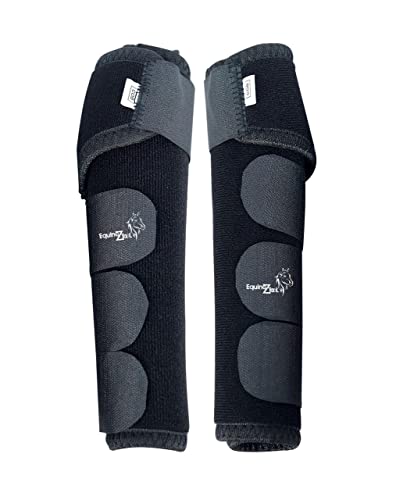 Equinez Tools Horse Brushing Boots Leg Wraps Black Set of 2 and 4 (cob, Black, 4)